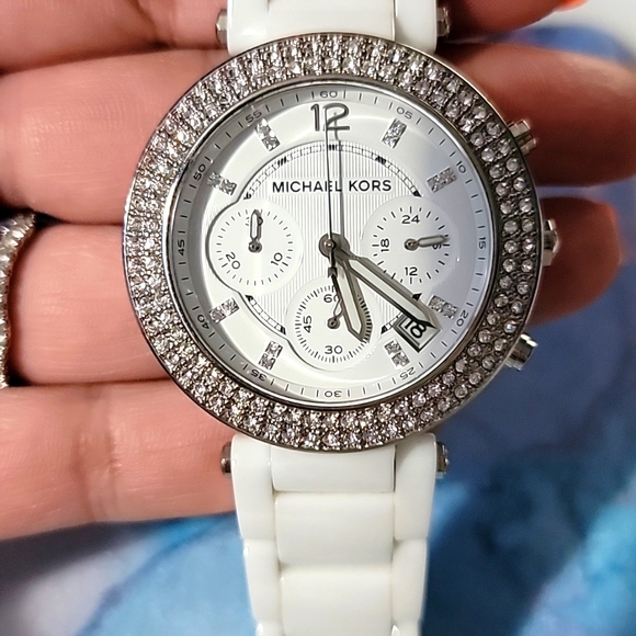 Michael Kors | Accessories | Michael Kors Chronograph White Ceramic ...